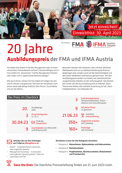 Ausbildungspreis der FMA und IFMA Austria - FMA