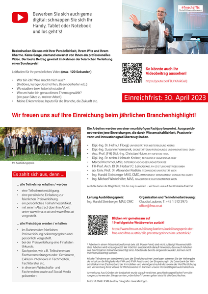 Ausbildungspreis der FMA und IFMA Austria - FMA
