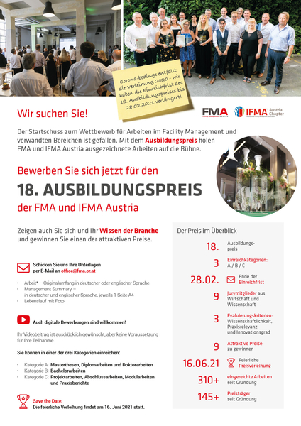 Ausbildungspreis der FMA und IFMA Austria - FMA